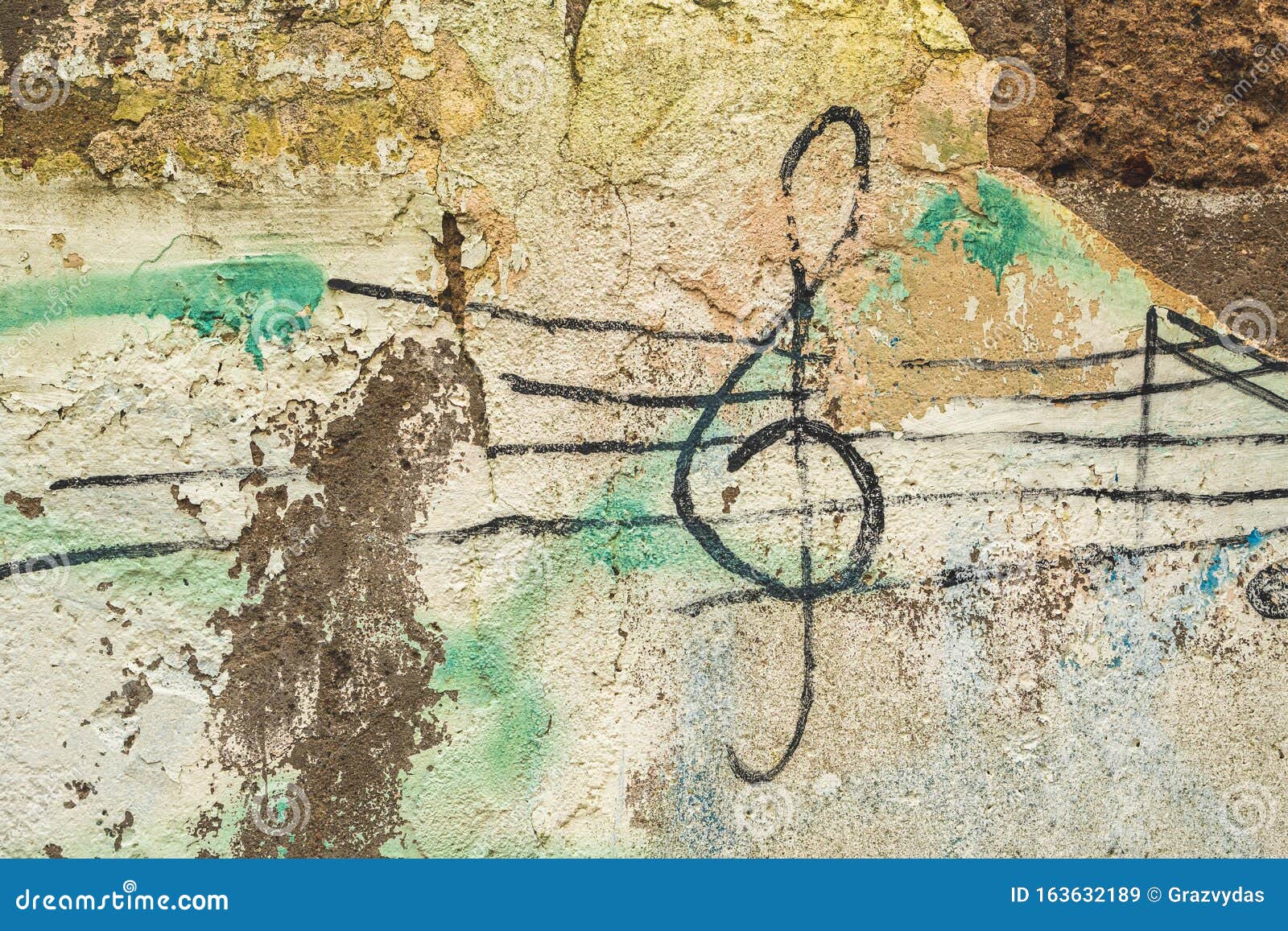 Treble Clef Painted on the Wall Stock Image - Image of background ...