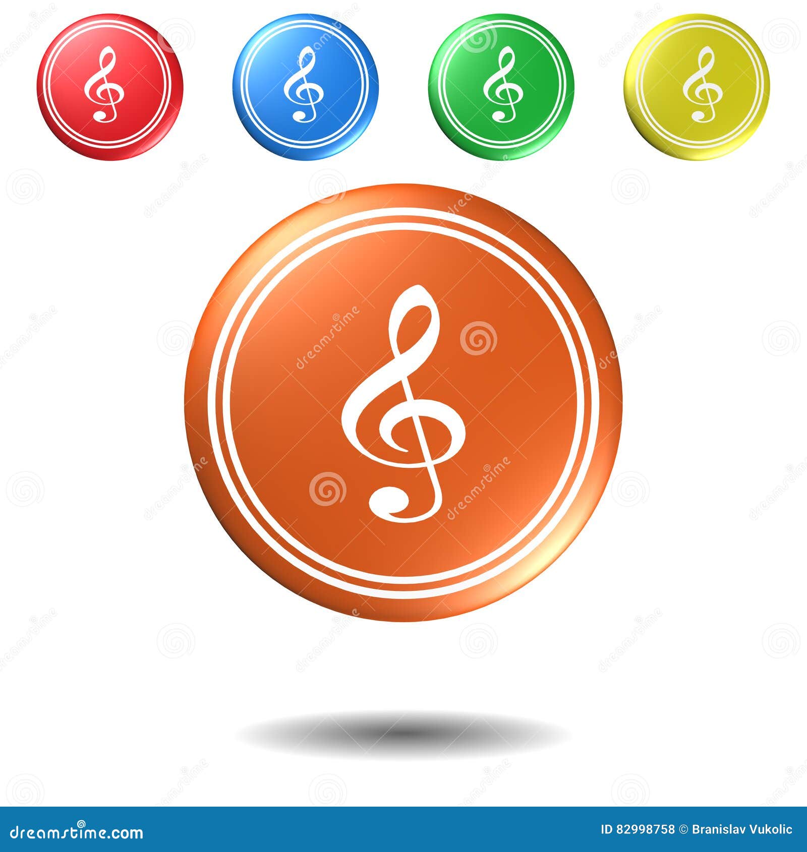 Treble Clef Push Button Set,3D Illustration Stock Illustration ...