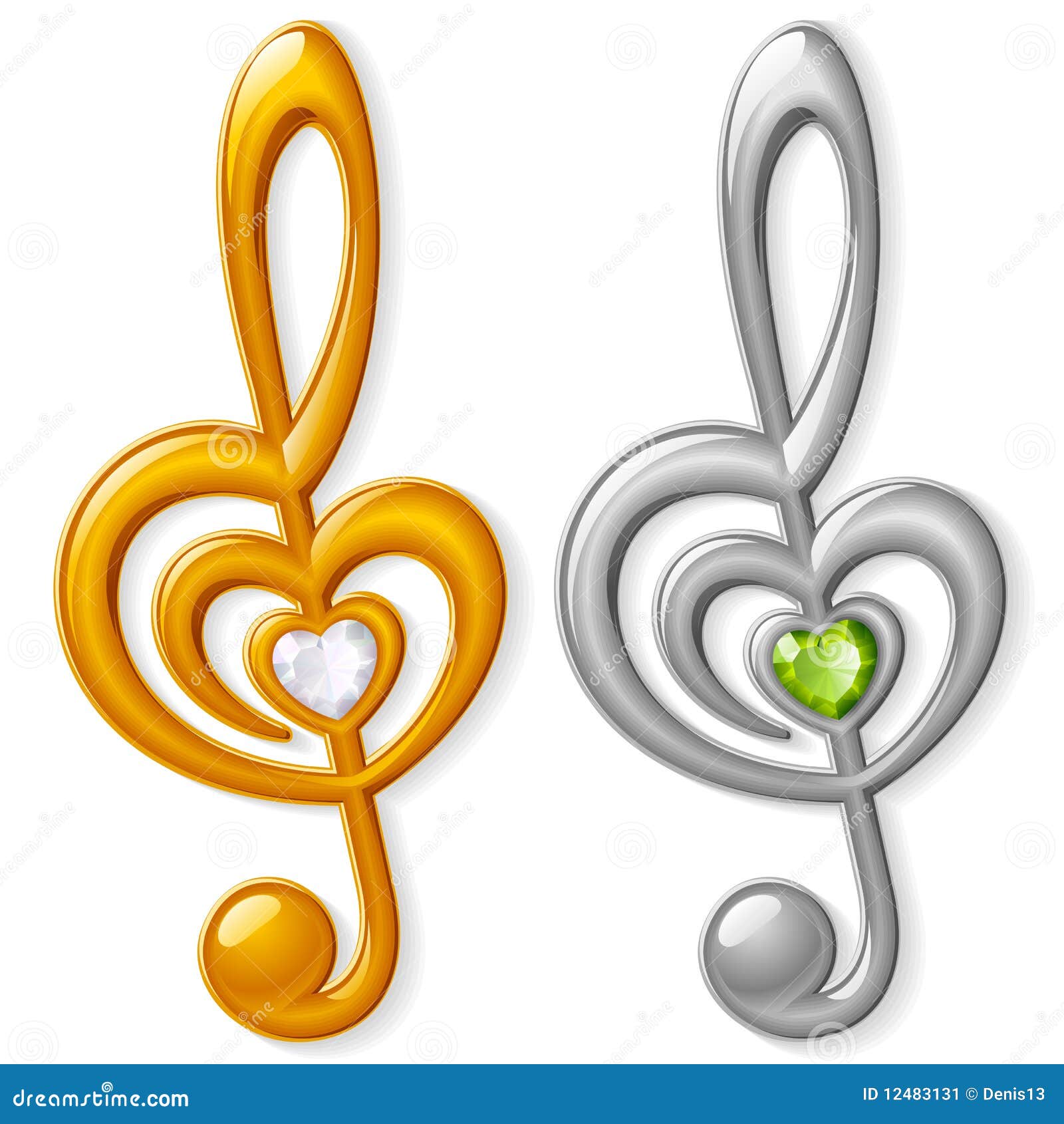 Treble Clef in the Shape of Heart Stock Vector - Illustration of clef ...