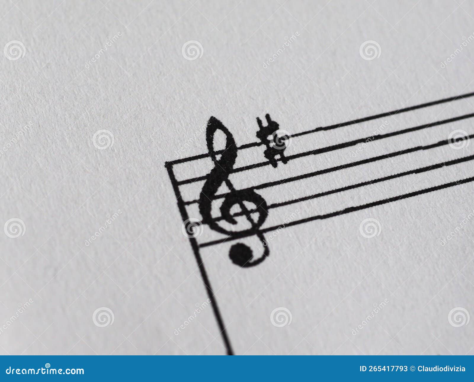 Treble clef on staff stock image. Image of signature - 265417793