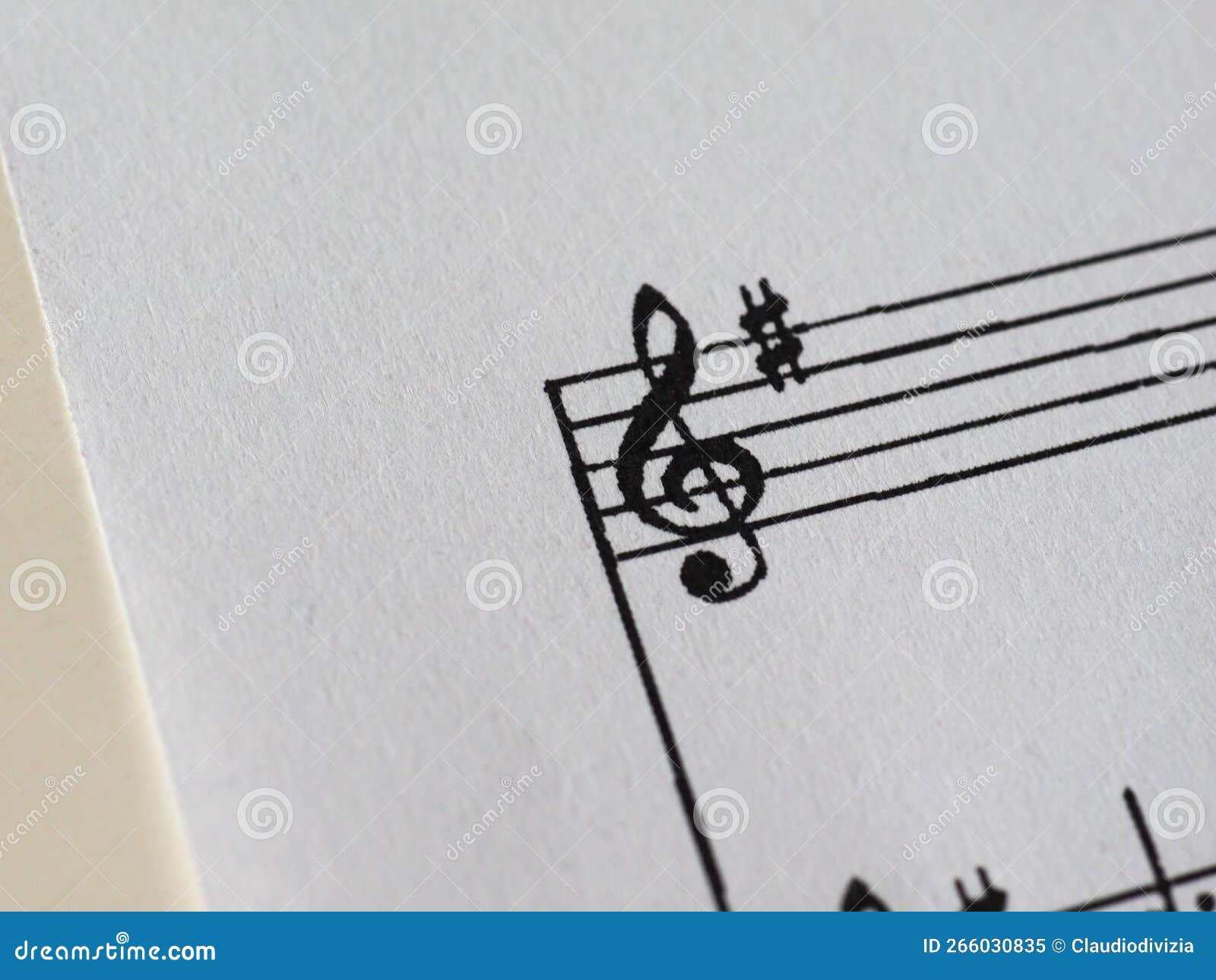 Treble clef on staff stock image. Image of signature - 266030835