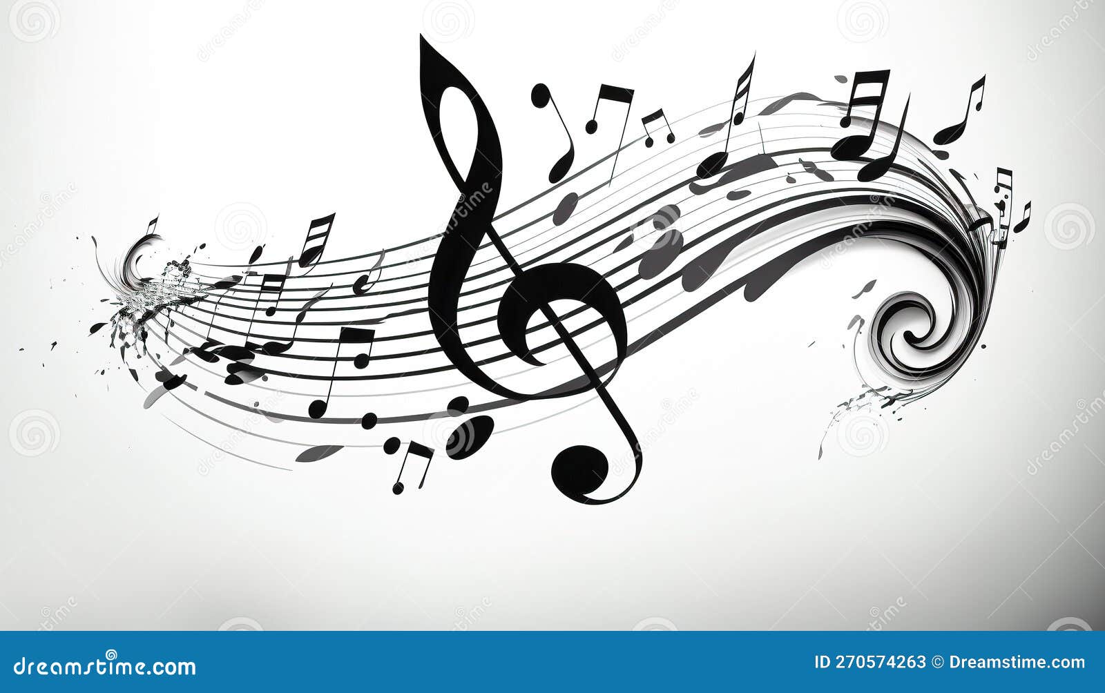 Treble Clef Stave and Notes, Generative AI. Stock Illustration ...