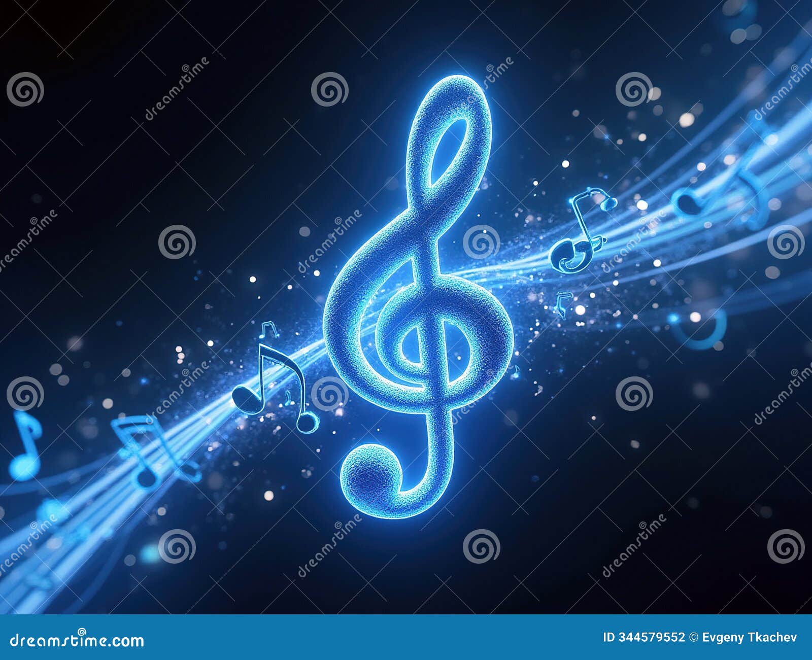Treble Clef is Symbol of Music - Flying Fluttering Trails Notes Musical ...