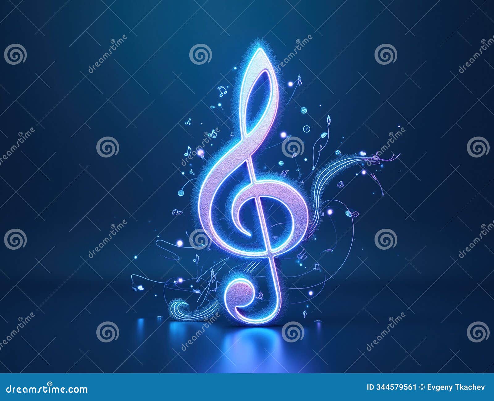 Treble Clef is Symbol of Music - Flying Fluttering Trails Notes Musical ...