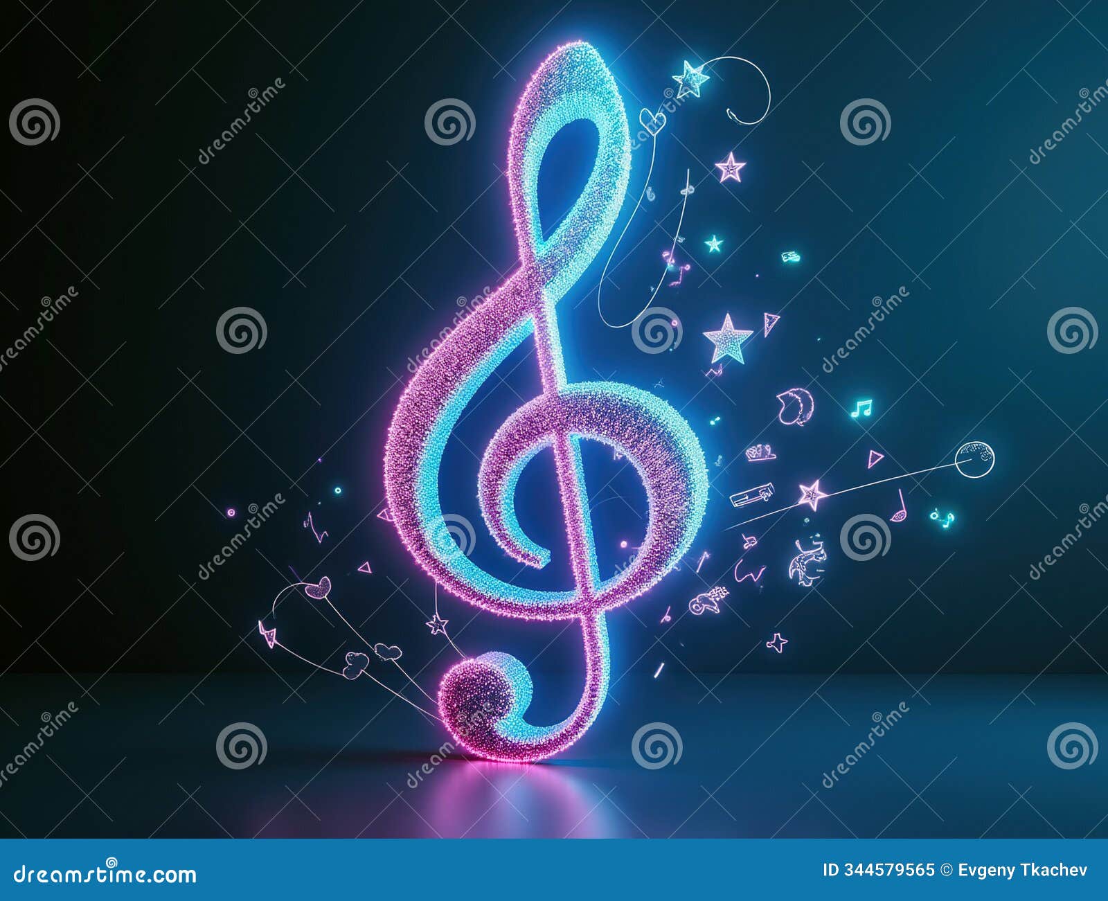 Treble Clef is Symbol of Music - Flying Fluttering Trails Notes Musical ...