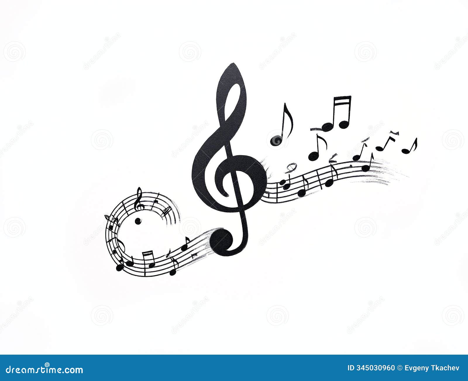 Treble Clef is Symbol of Music - Flying Fluttering Trails Notes Musical ...