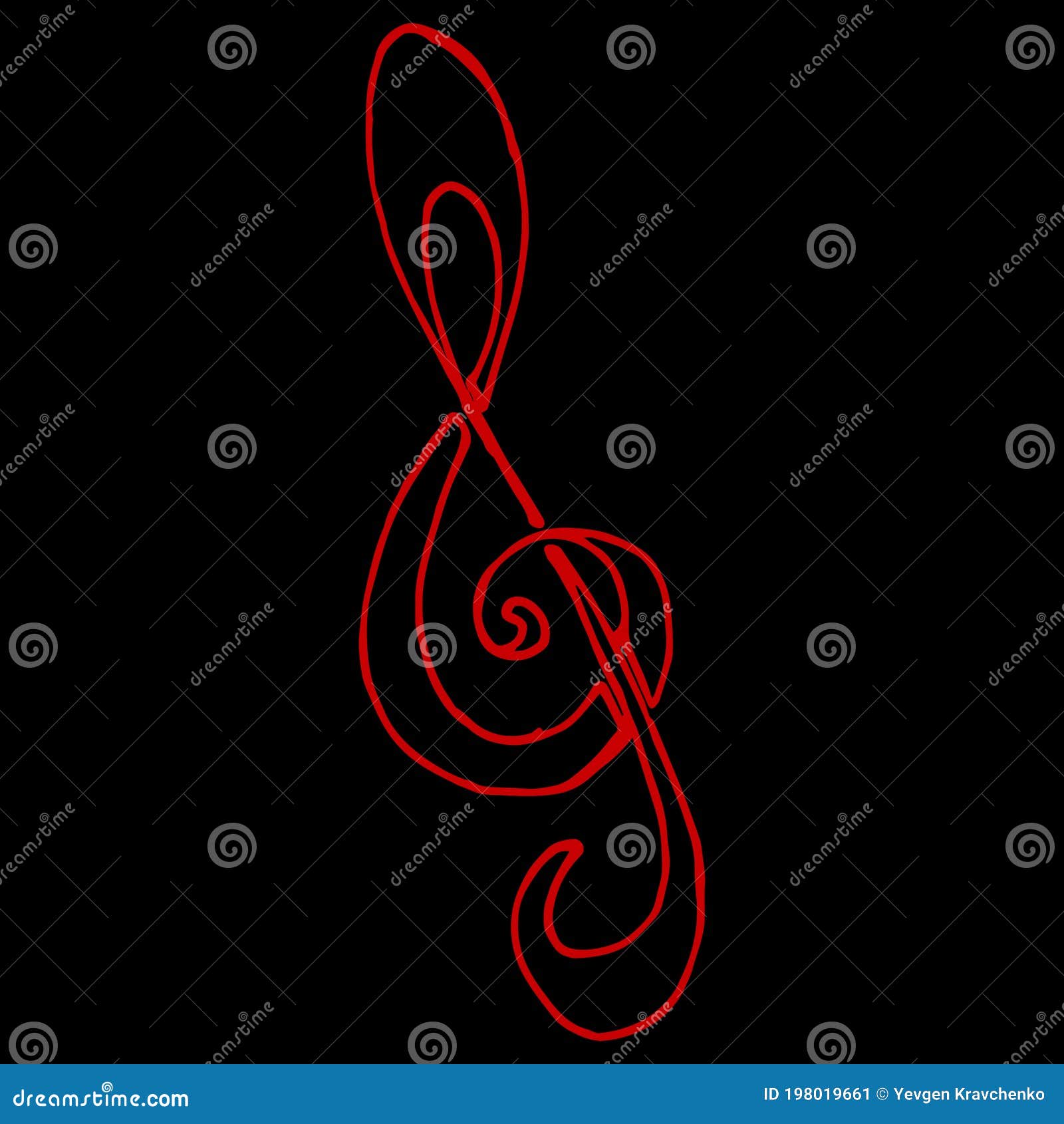 Treble Clef. Vector Illustration of Treble Clef. Sketch Musical Notes ...