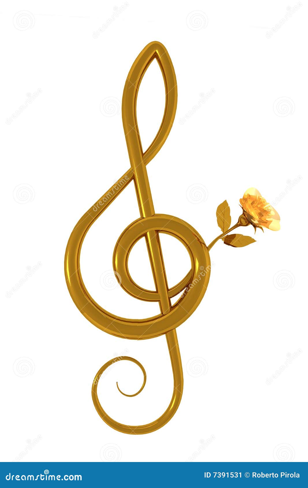 Treble Clef and Yellow Rose Stock Illustration - Illustration of ...