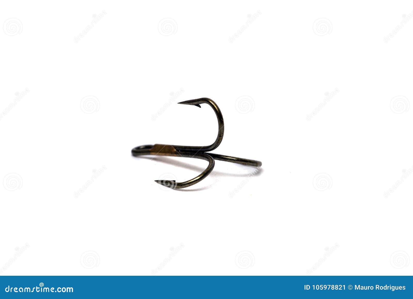 Treble Fish Hook Isolated on a White Background. Stock Image - Image of ...