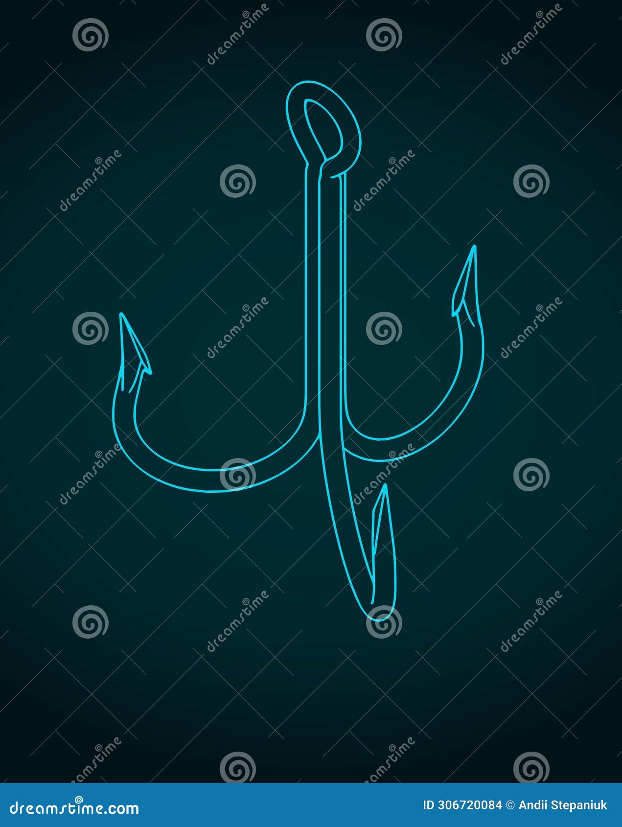 Treble Fishing Hook Blueprint Stock Illustration - Illustration of ...