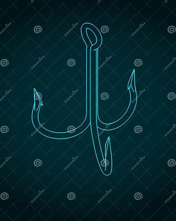 Treble Fishing Hook Blueprint Stock Illustration - Illustration of ...