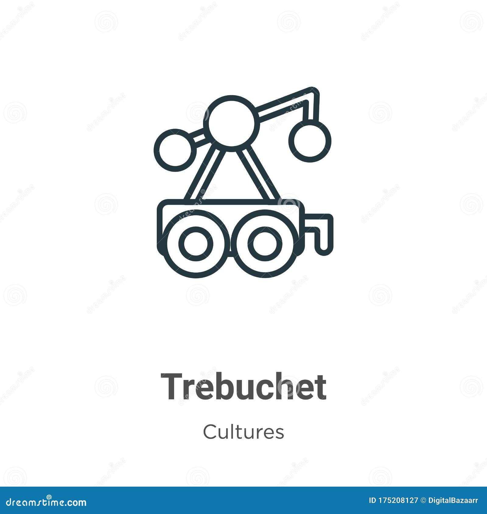 Trebuchet Outline Vector Icon. Thin Line Black Trebuchet Icon, Flat ...