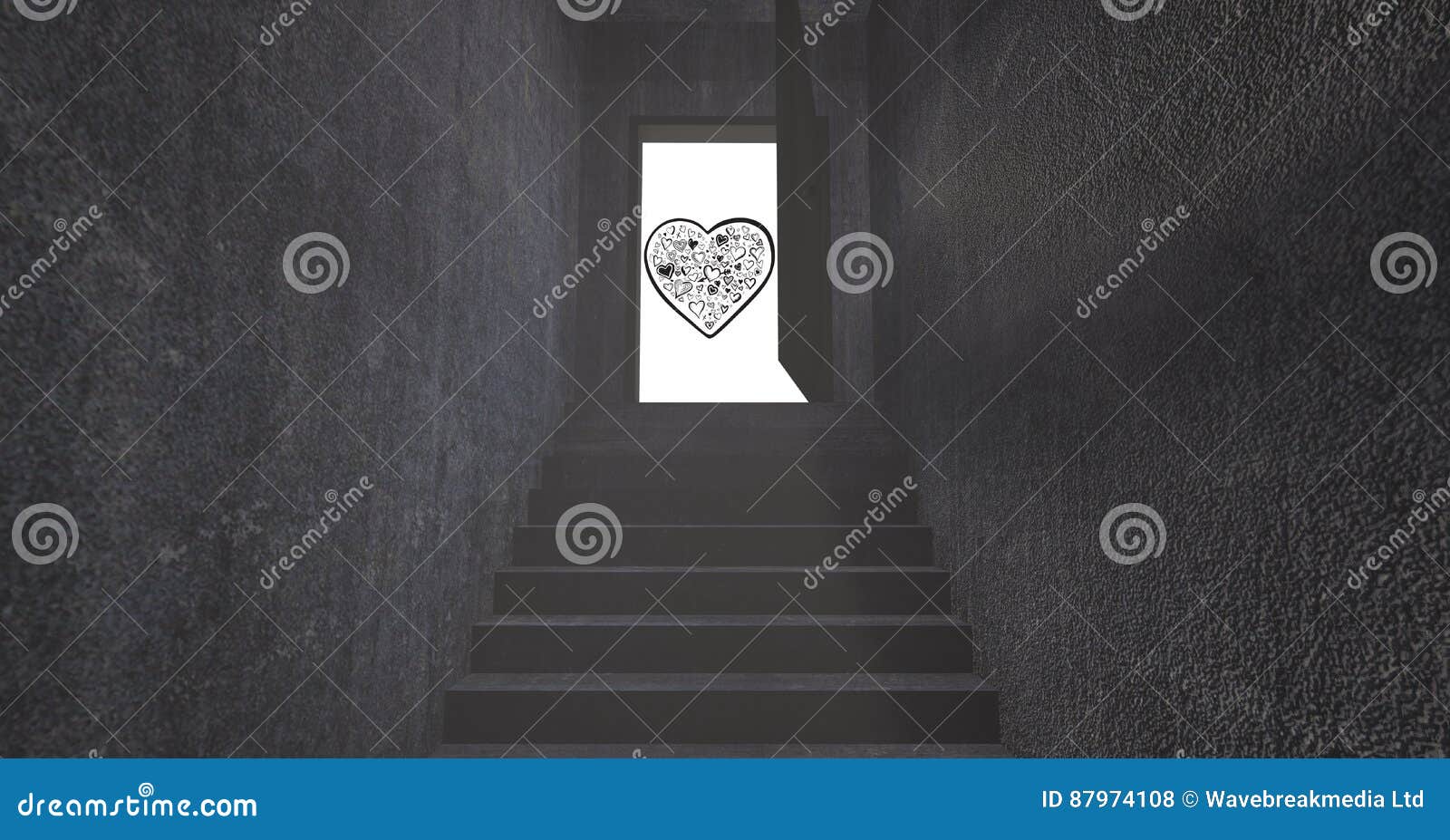 Treden Aan Een Open Deur Met Hartvorm Stock Foto - Image of zwart, hart ...