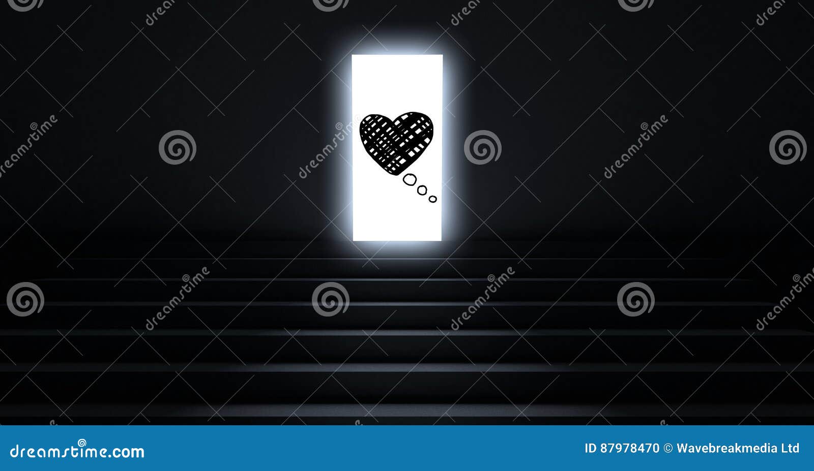 Treden Aan Een Open Deur Met Hartvorm Stock Foto - Image of trap, kans ...