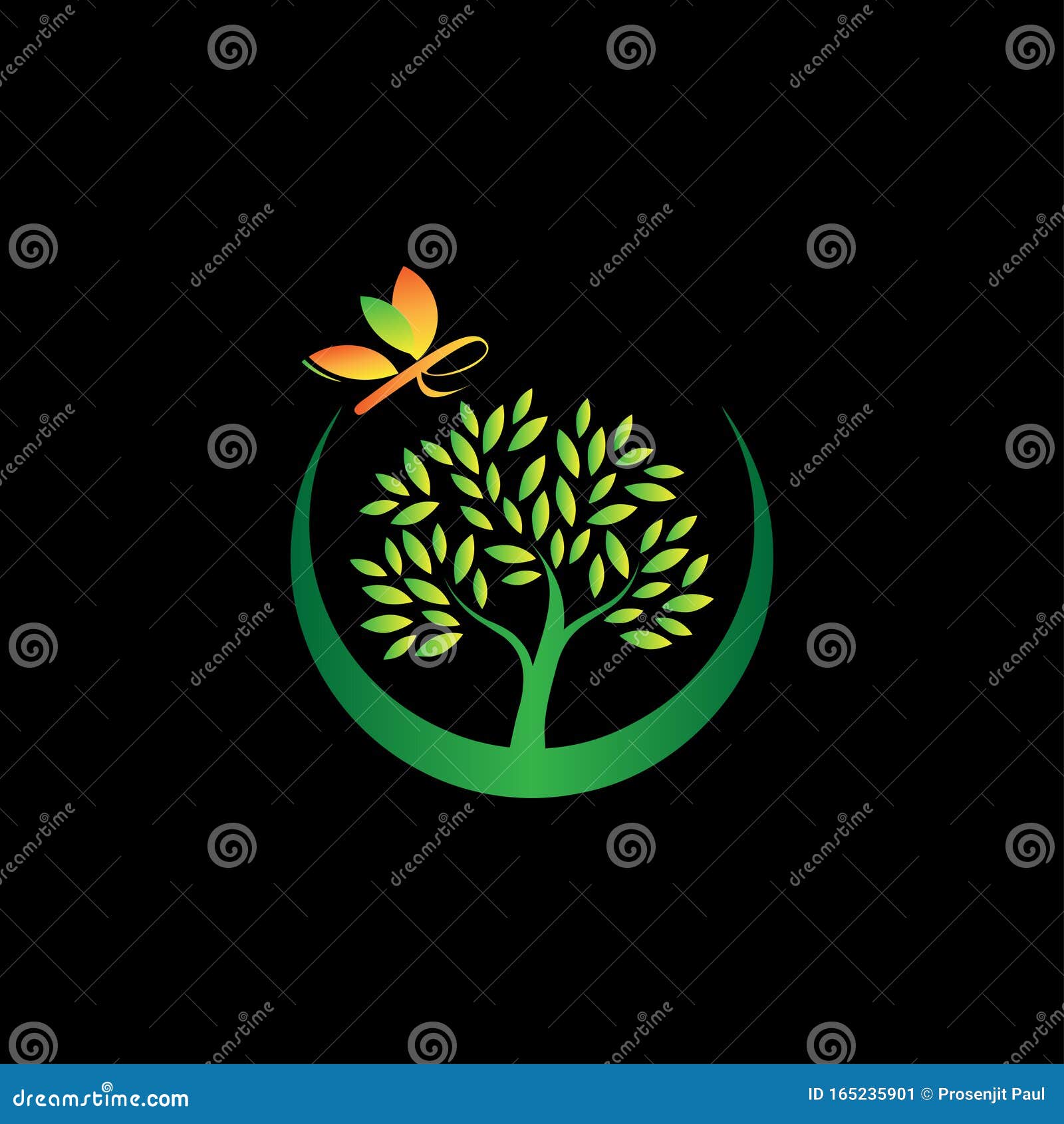 Tree with Butterfly Logo Design Stock Image - Image of changeable, tree ...