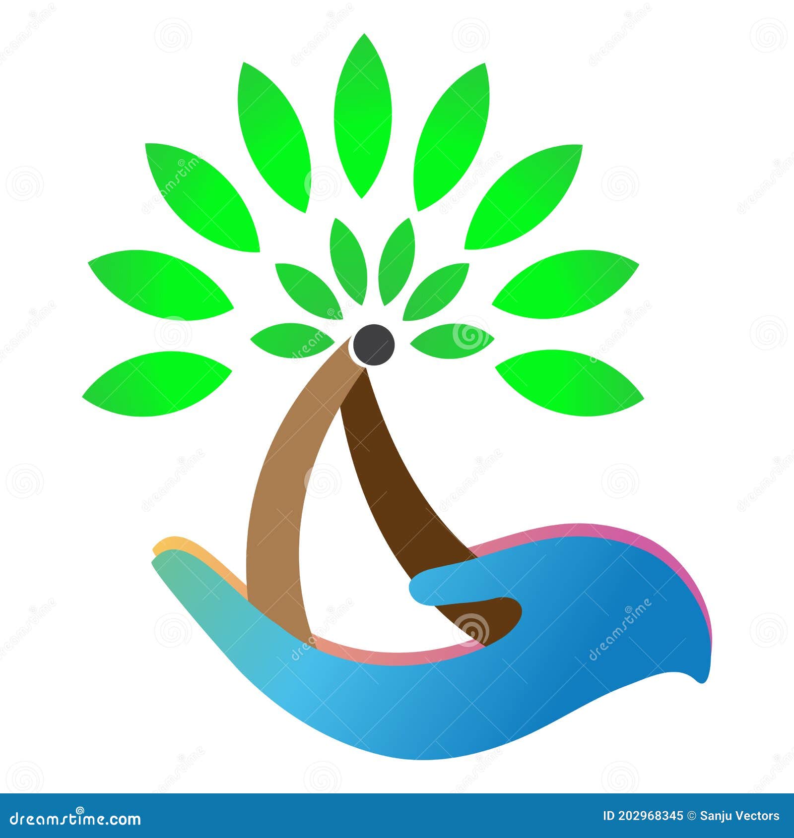 Hands holding a tree logo stock vector. Illustration of nature - 202968345
