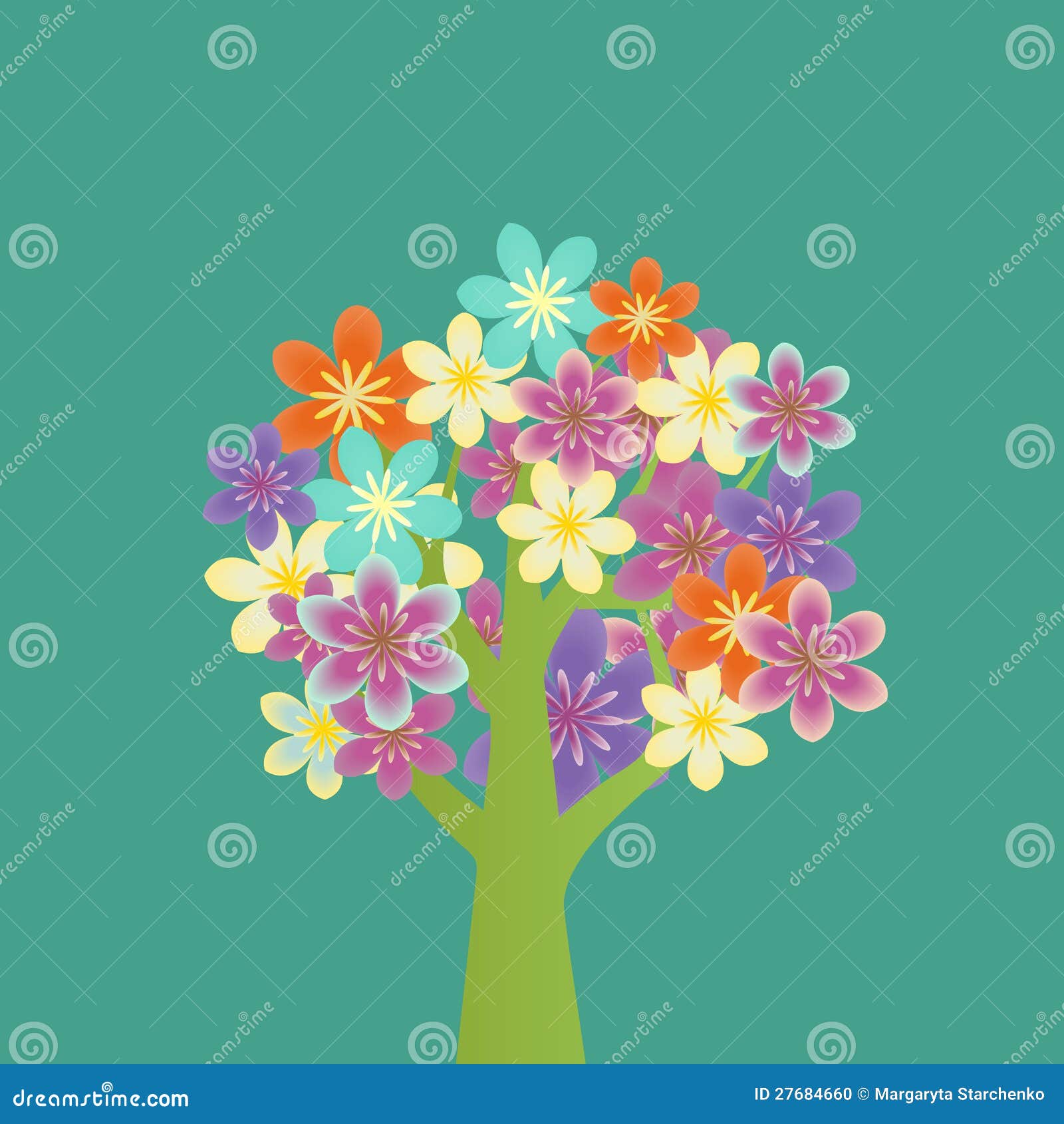 Tree stock vector. Illustration of foliage, flowering - 27684660