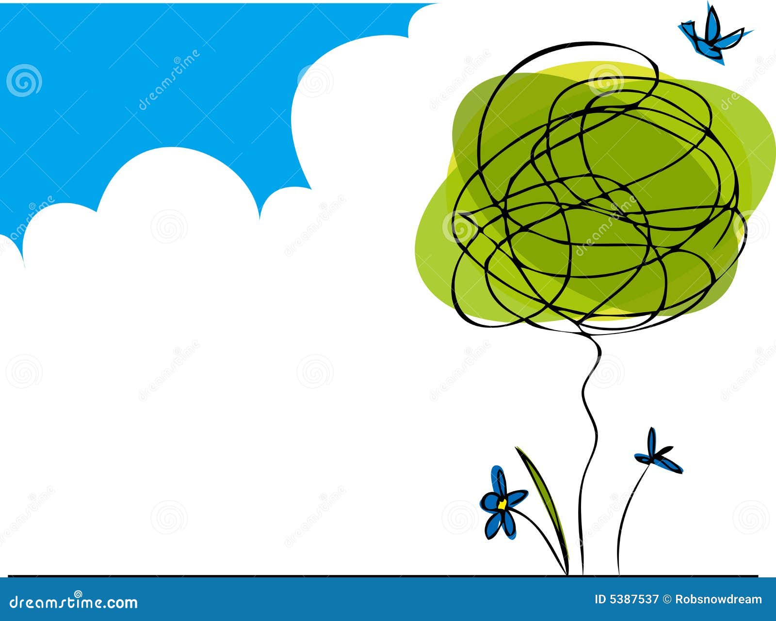 Tree stock vector. Illustration of clouds, squiggle, icon - 5387537