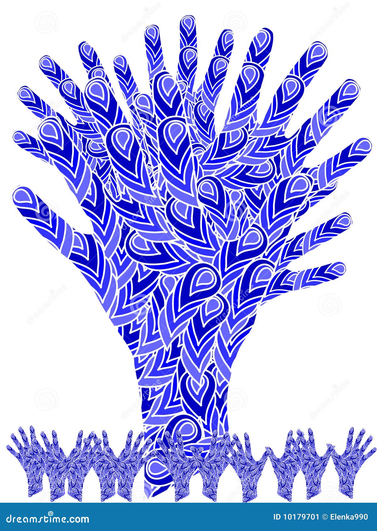 Tree from abstract hands stock vector. Illustration of nail - 10179701