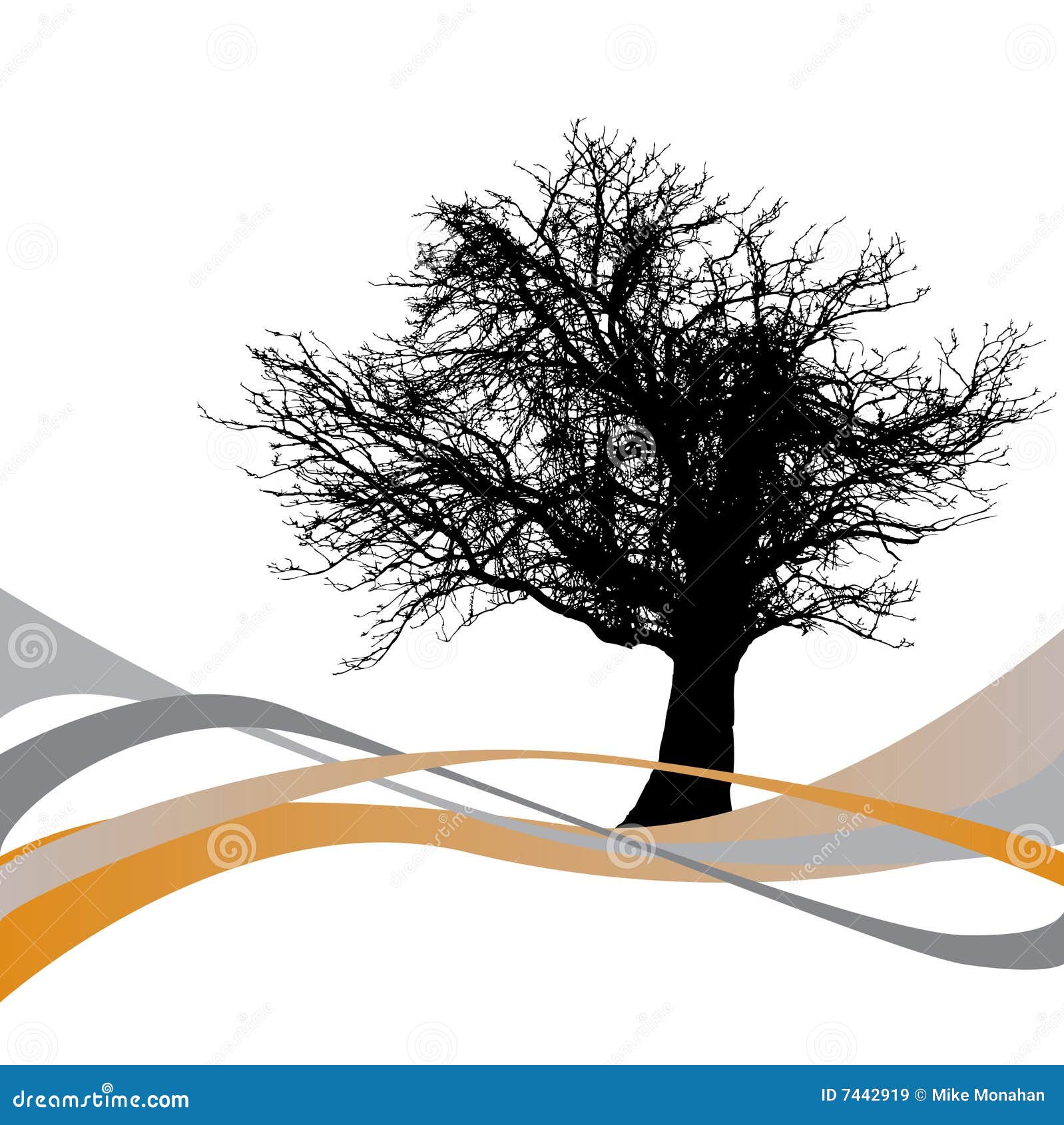 Tree with abstract waves stock vector. Illustration of branches - 7442919
