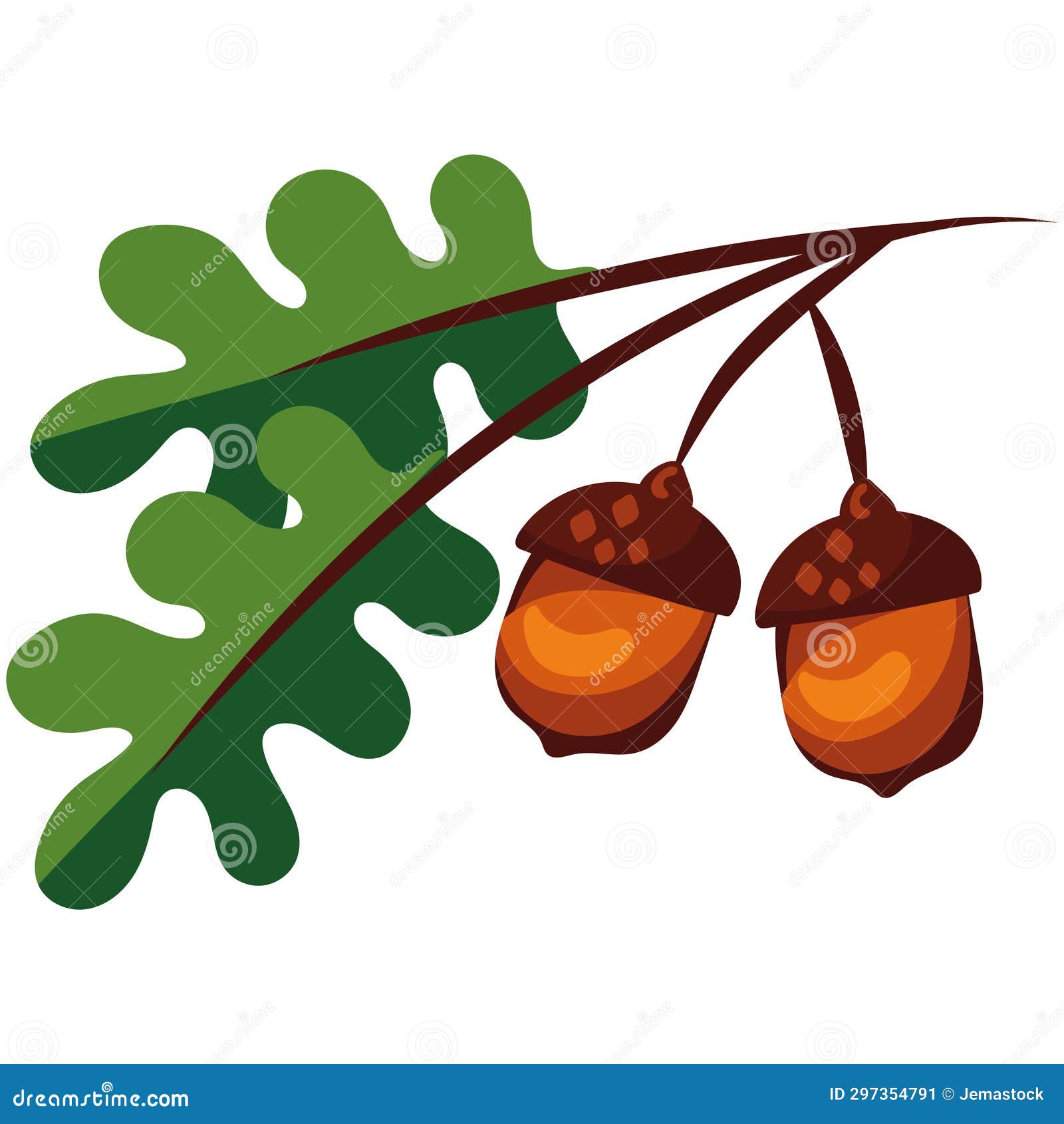 Tree with acorns stock vector. Illustration of foliage - 297354791