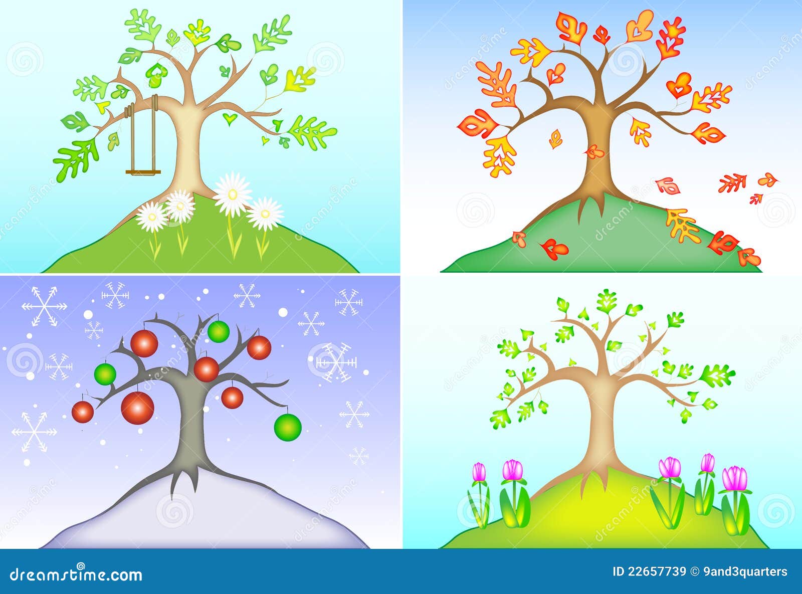 Tree of all seasons stock vector. Illustration of colorful - 22657739