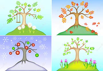 Tree of all seasons stock vector. Illustration of colorful - 22657739