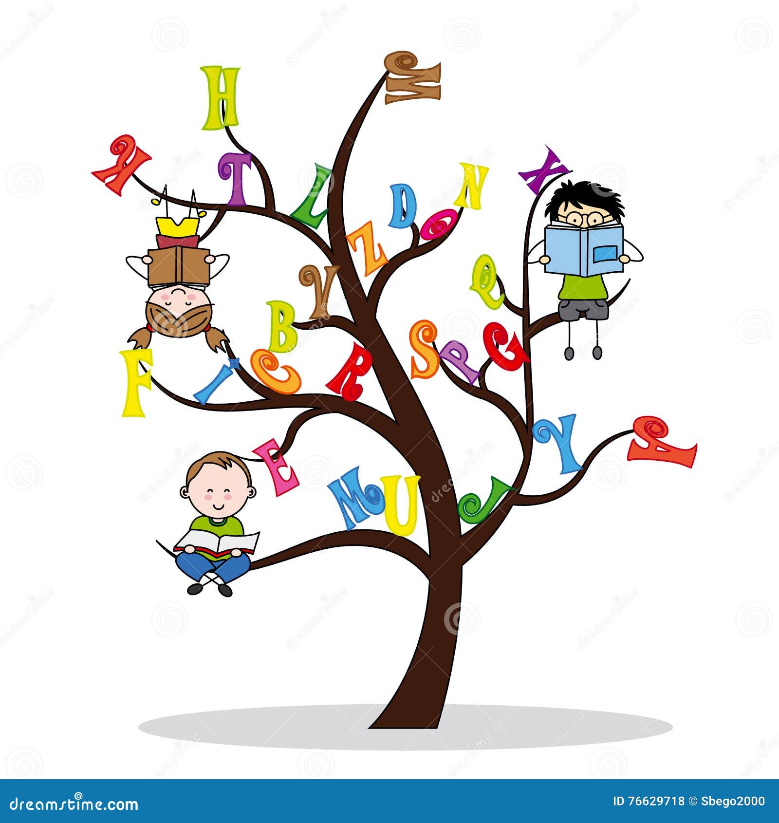 Tree with the alphabet stock vector. Illustration of book - 76629718
