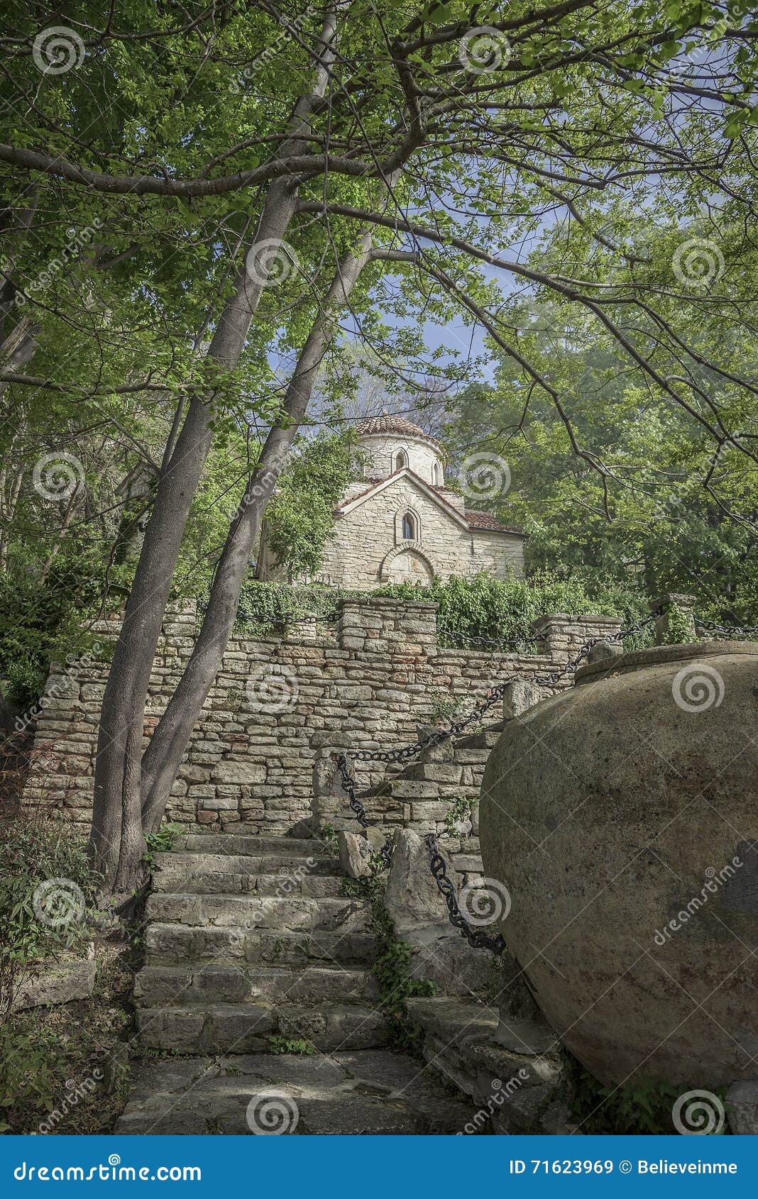 Tree and Ancient Monastery. Stock Image - Image of cloudy, mountain ...