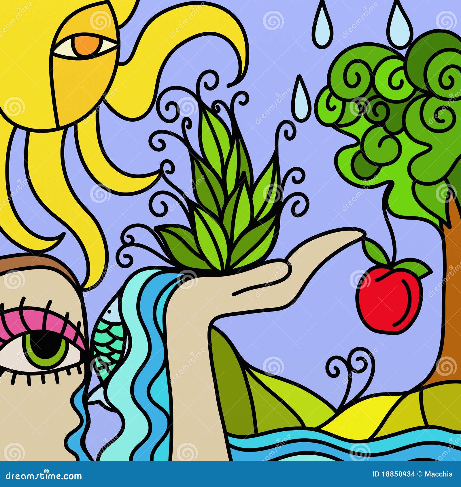 Tree and apple stock illustration. Illustration of abstract - 18850934