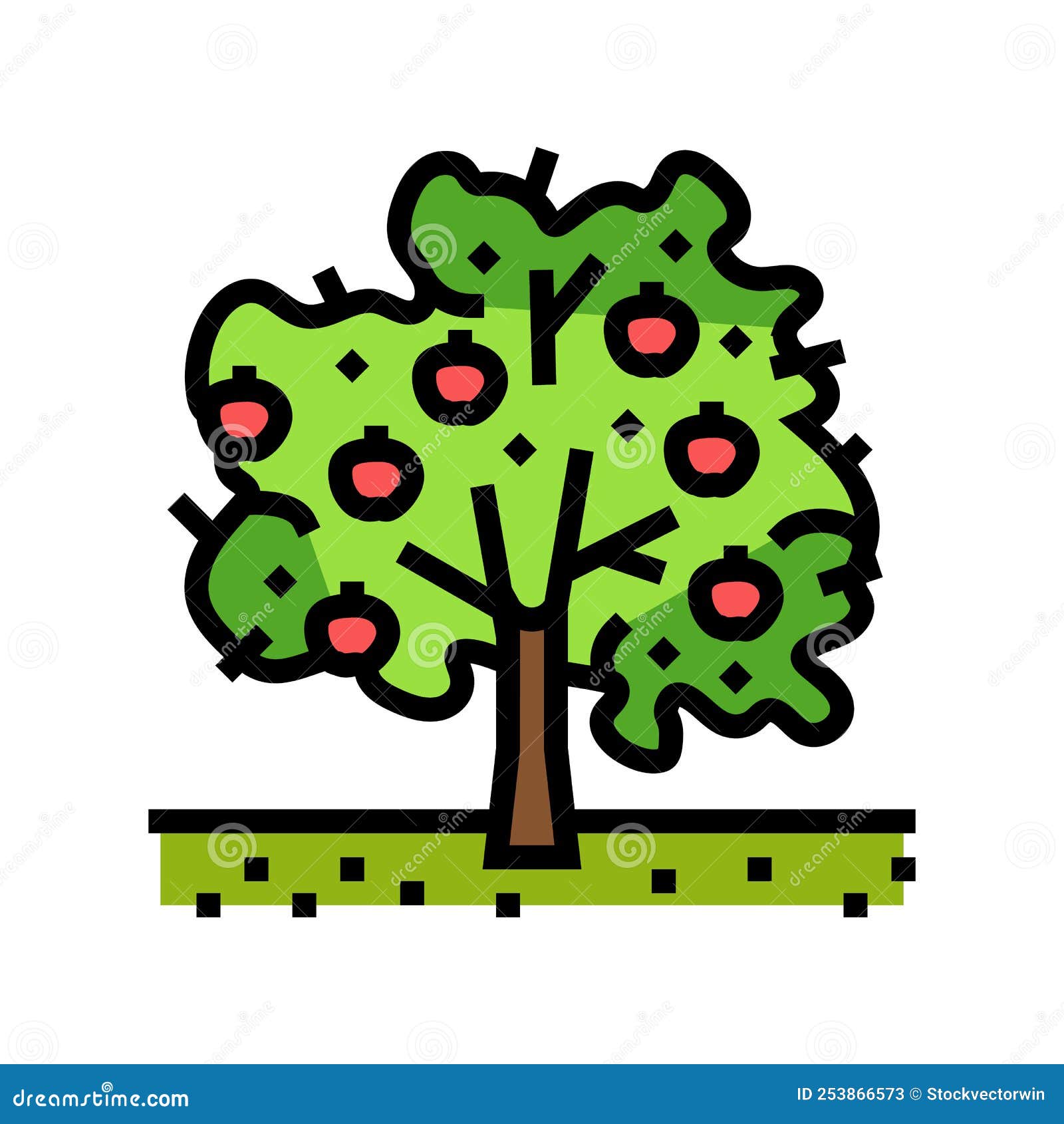 Tree Apple Fruit Color Icon Vector Illustration Stock Vector ...