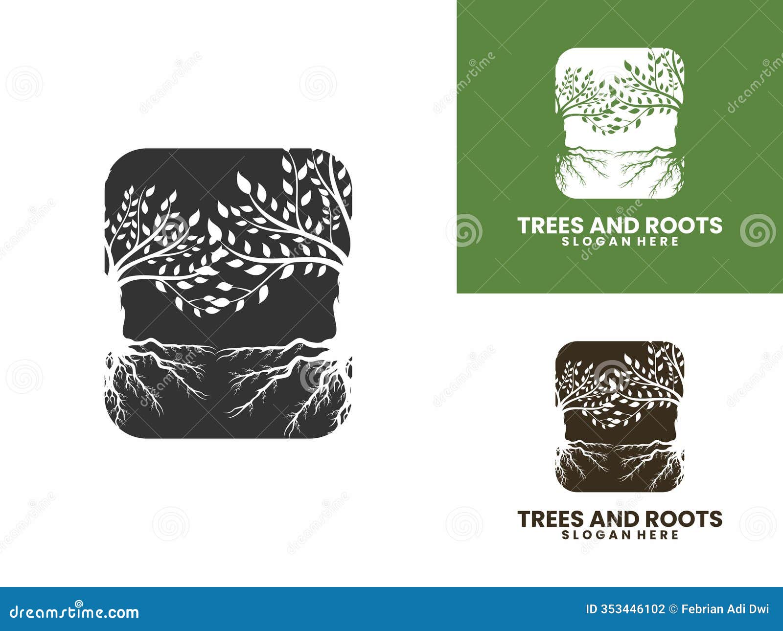 Tree Apps Vector. Business Logo with Tree and Roots Logo Illustration ...