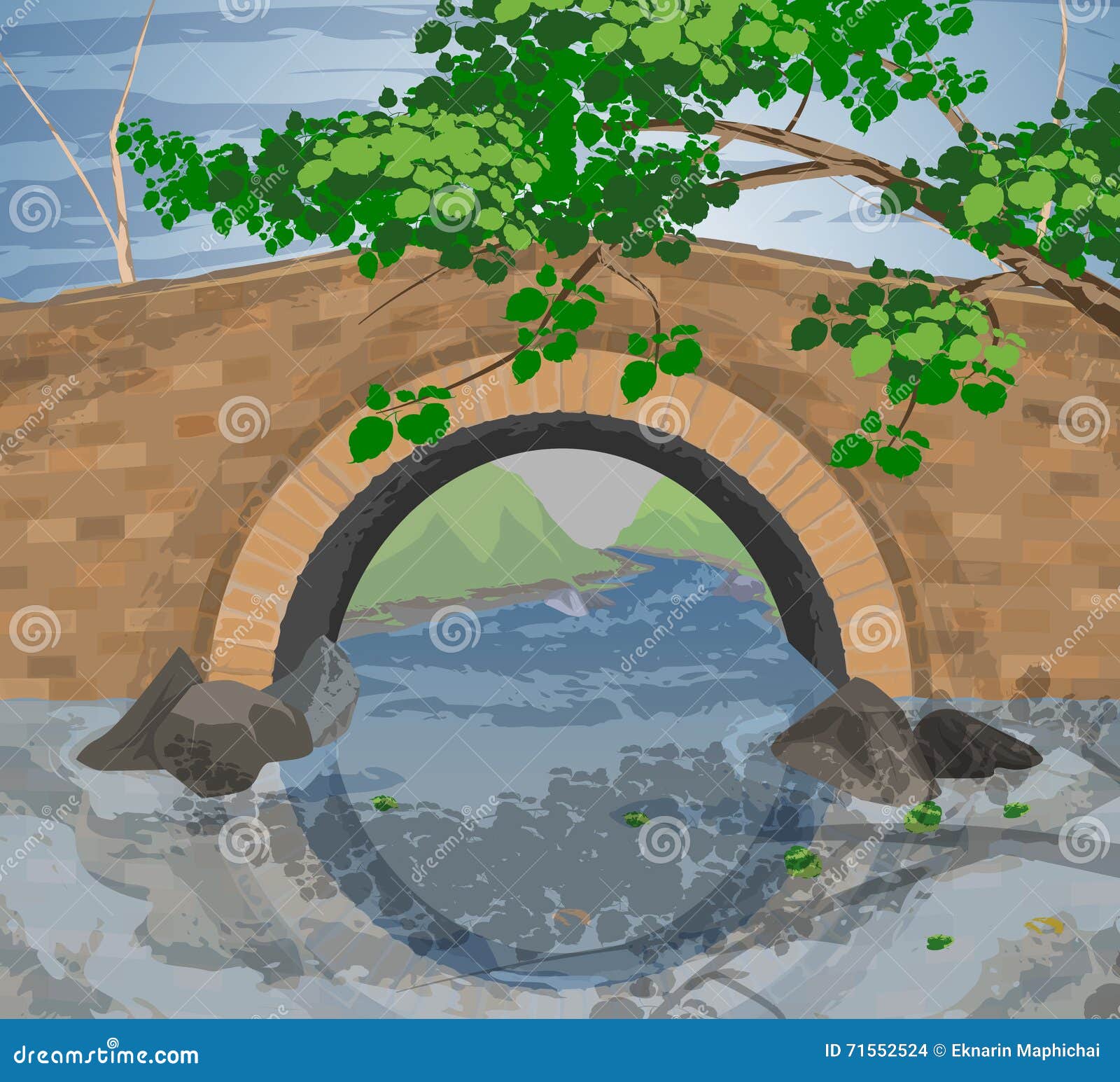 Tree And Arch Bridges Scene Royalty-Free Stock Image | CartoonDealer ...