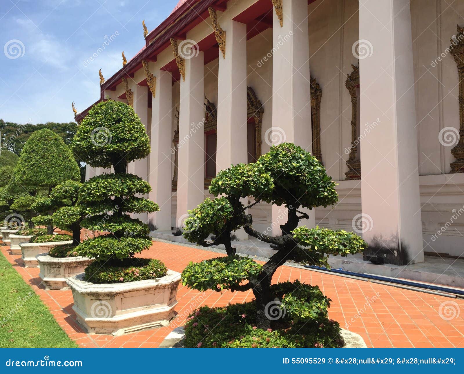 Tree and Architecture of Thailand Stock Image - Image of orange ...