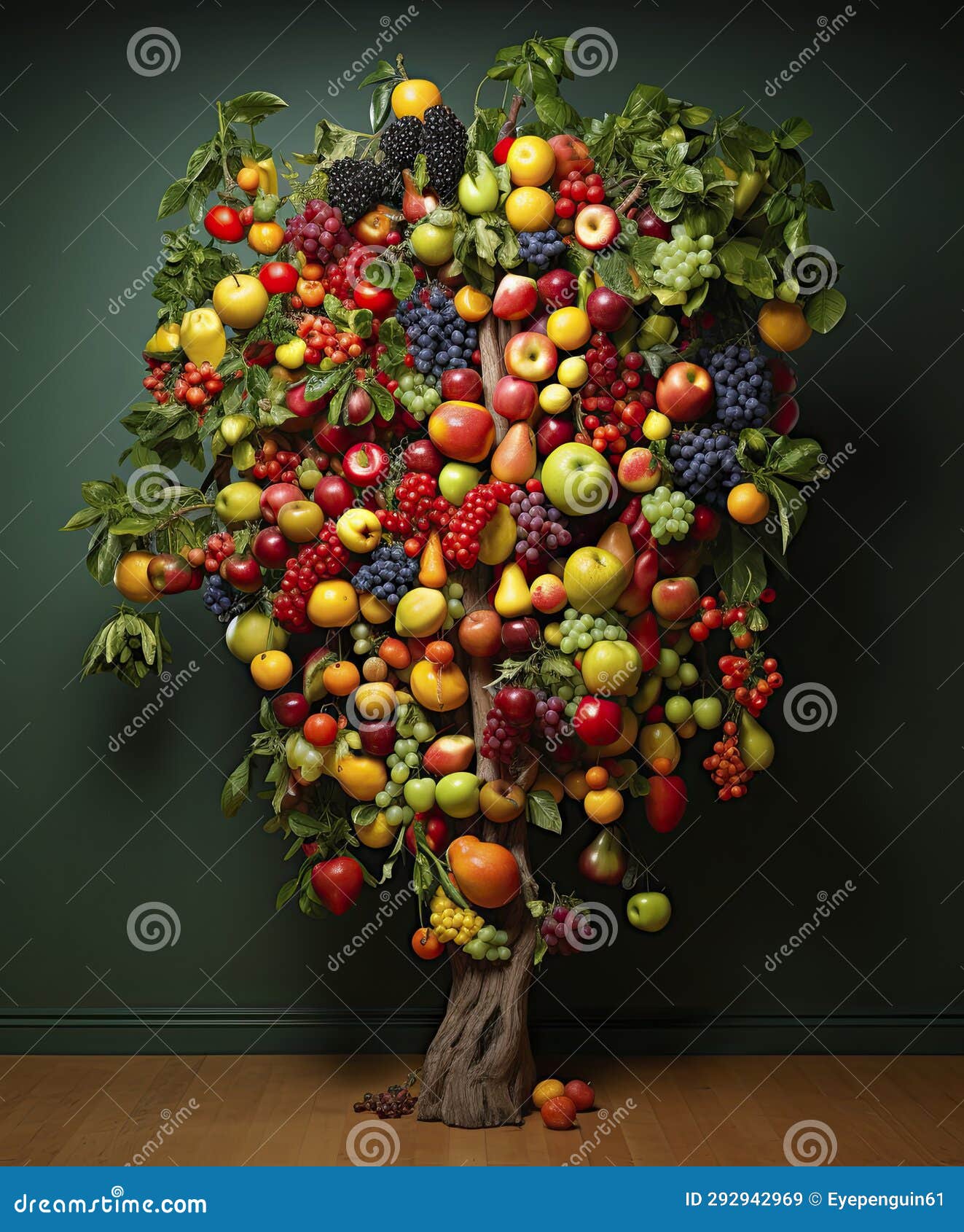 TREE ARRANGE with FRESH PRODUCE CORNUCOPIA Stock Illustration ...