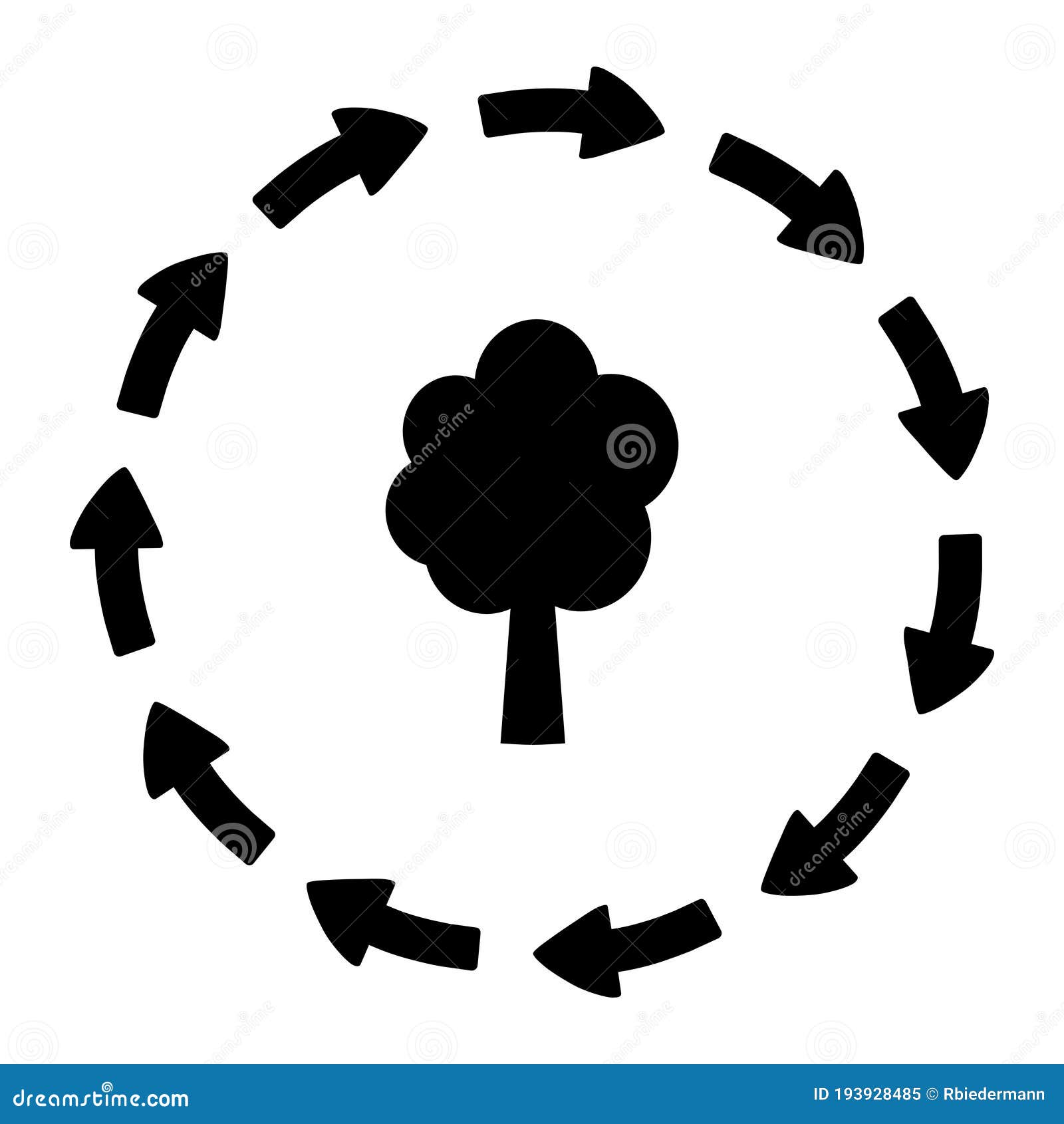 Tree and arrows stock vector. Illustration of wood, deciduous - 193928485