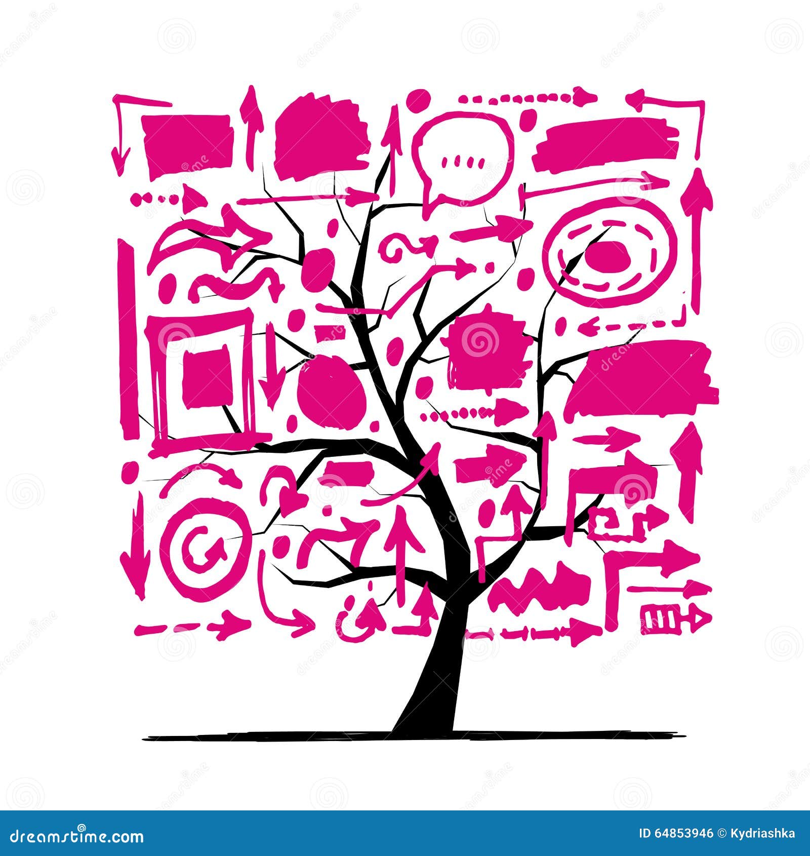 Tree with Arrows, Sketch for Your Design Stock Vector - Illustration of ...