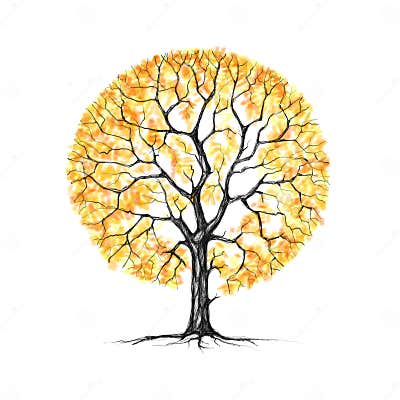 The tree, autumn, drawing stock illustration. Illustration of november ...