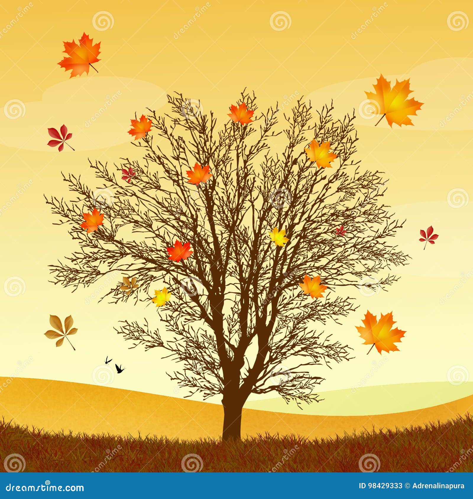 Tree in autumn stock illustration. Illustration of leaves - 98429333