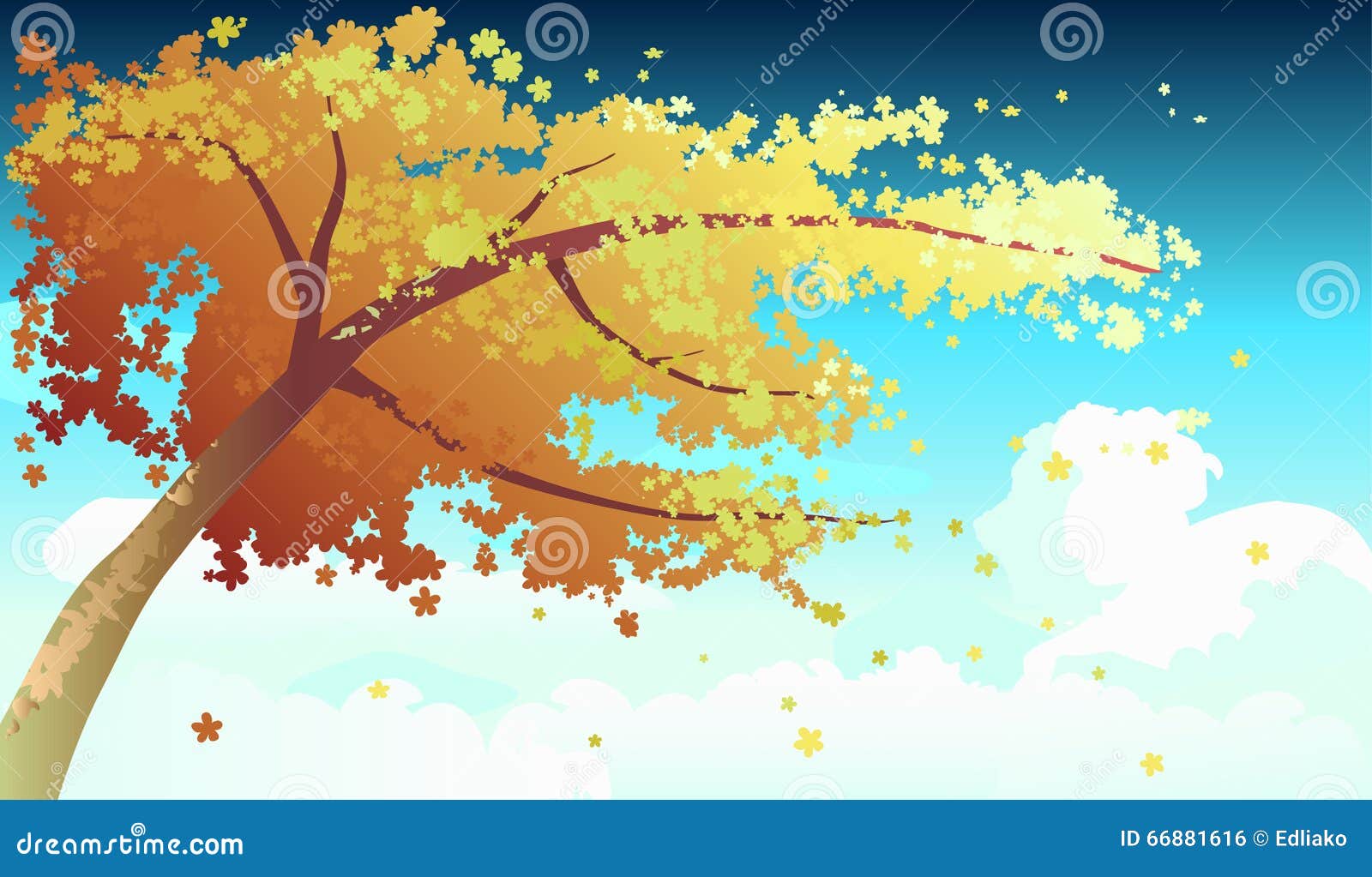 Tree in Autumn Vector Illustration Stock Vector - Illustration of ...