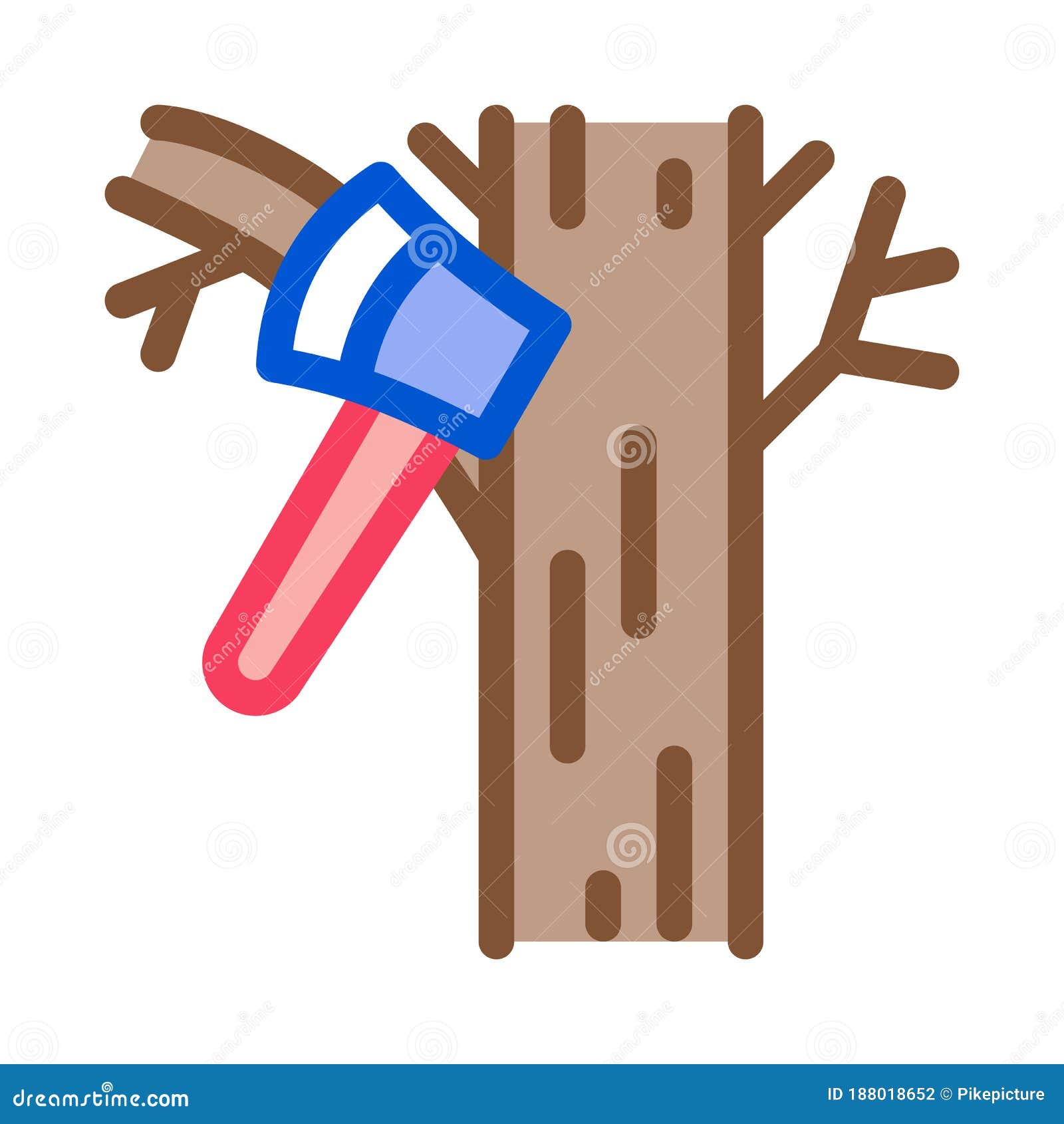 Tree Ax Icon Vector Outline Illustration Stock Vector - Illustration of ...