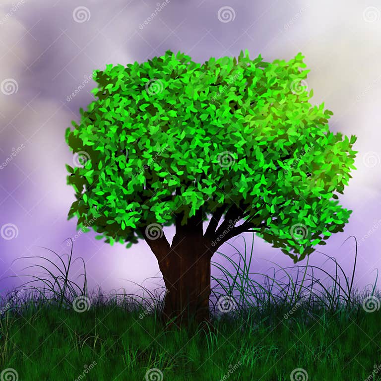 The Tree on a Background of Storm Clouds Stock Illustration ...