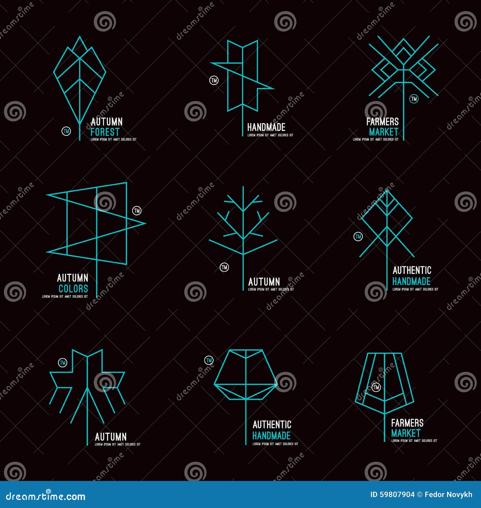 Tree Badges in Thin Line Style Stock Vector - Illustration of label ...