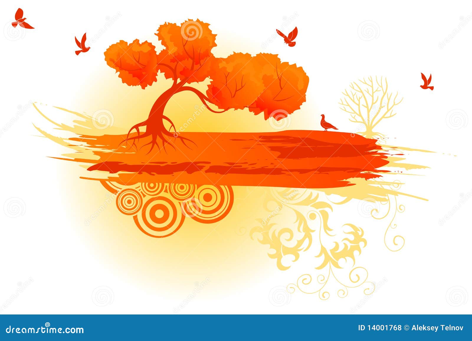 Tree banner stock vector. Illustration of orange, floral - 14001768
