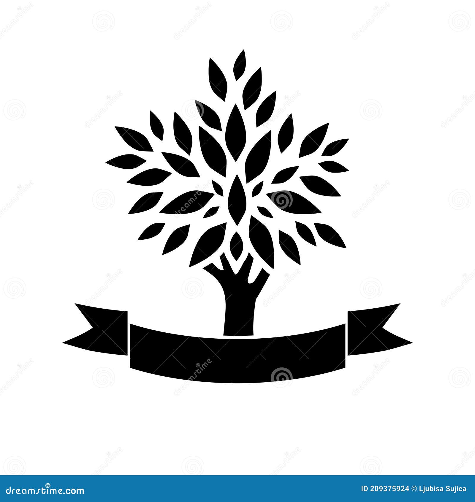 Tree with Banner Icon Design Isolated on White Background Stock Vector ...