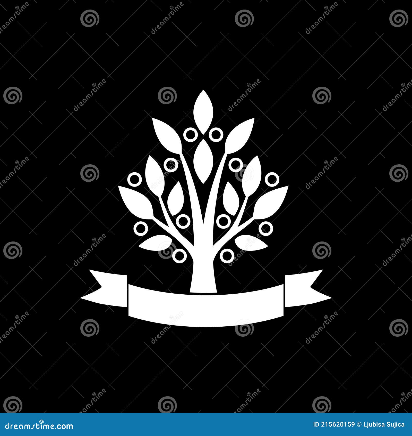Tree and Banner Icon Isolated on Dark Background Stock Vector ...