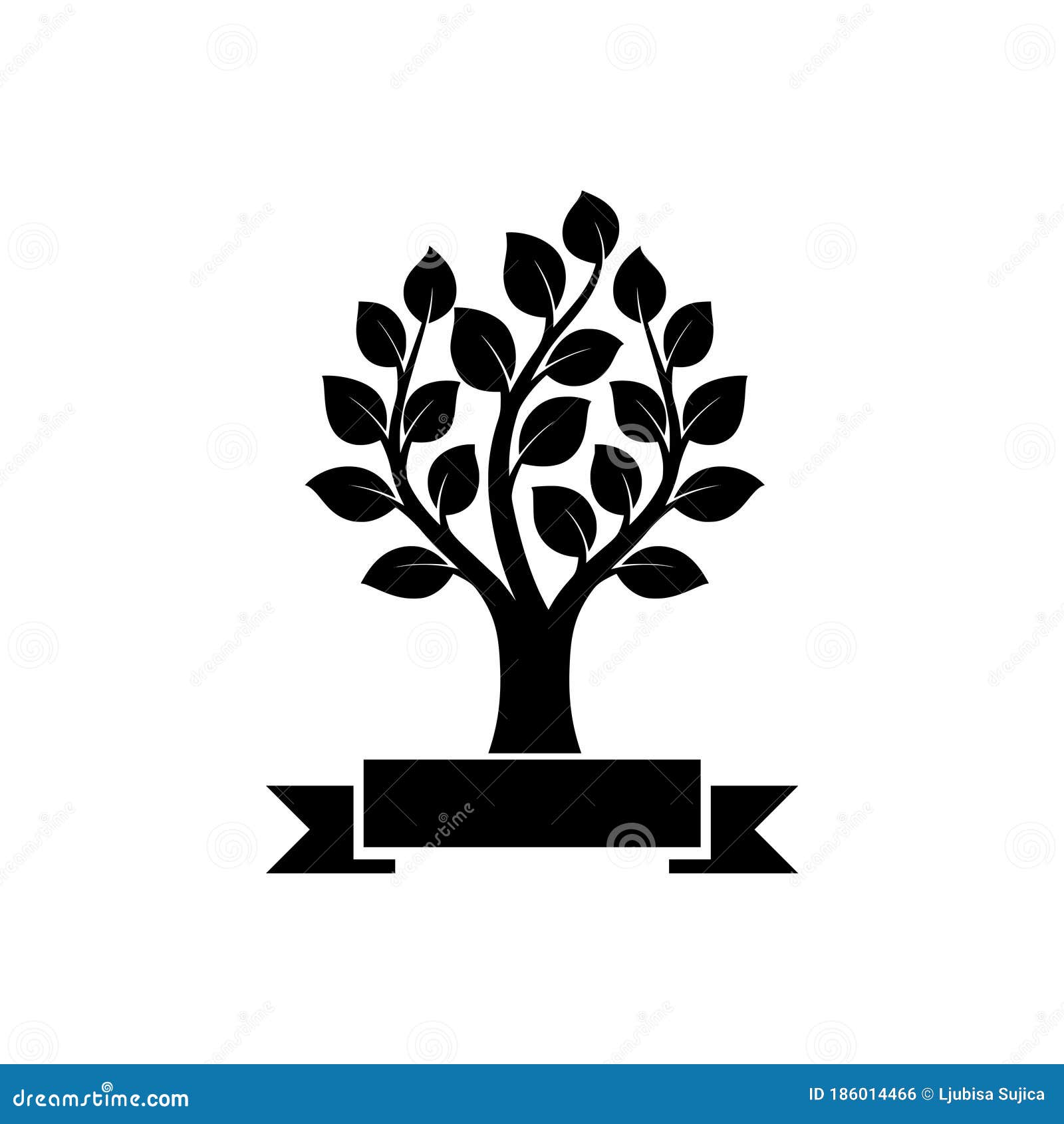 Tree with Banner Logo Isolated on White Background Stock Vector ...