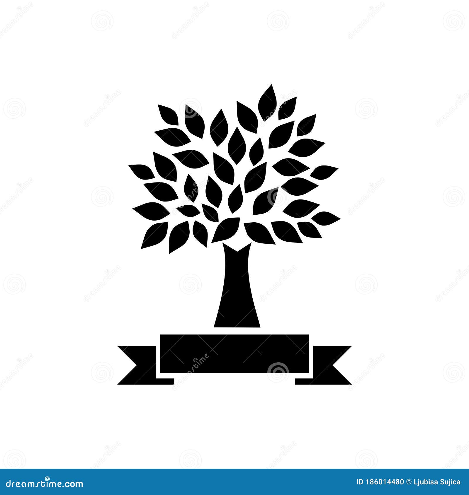 Tree with Banner Logo Isolated on White Background Stock Vector ...