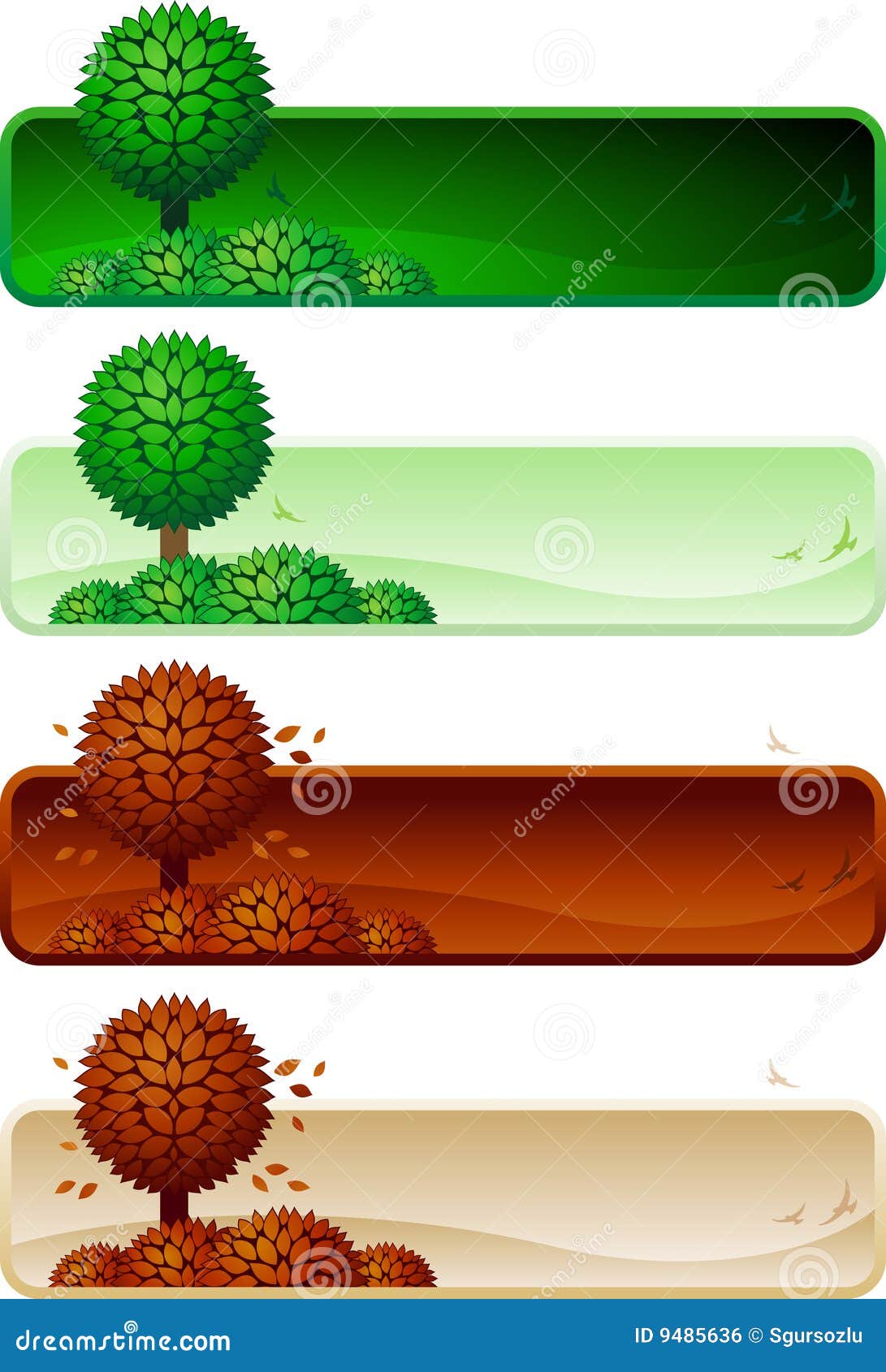 Tree banner set. stock vector. Illustration of green, backgrounds - 9485636