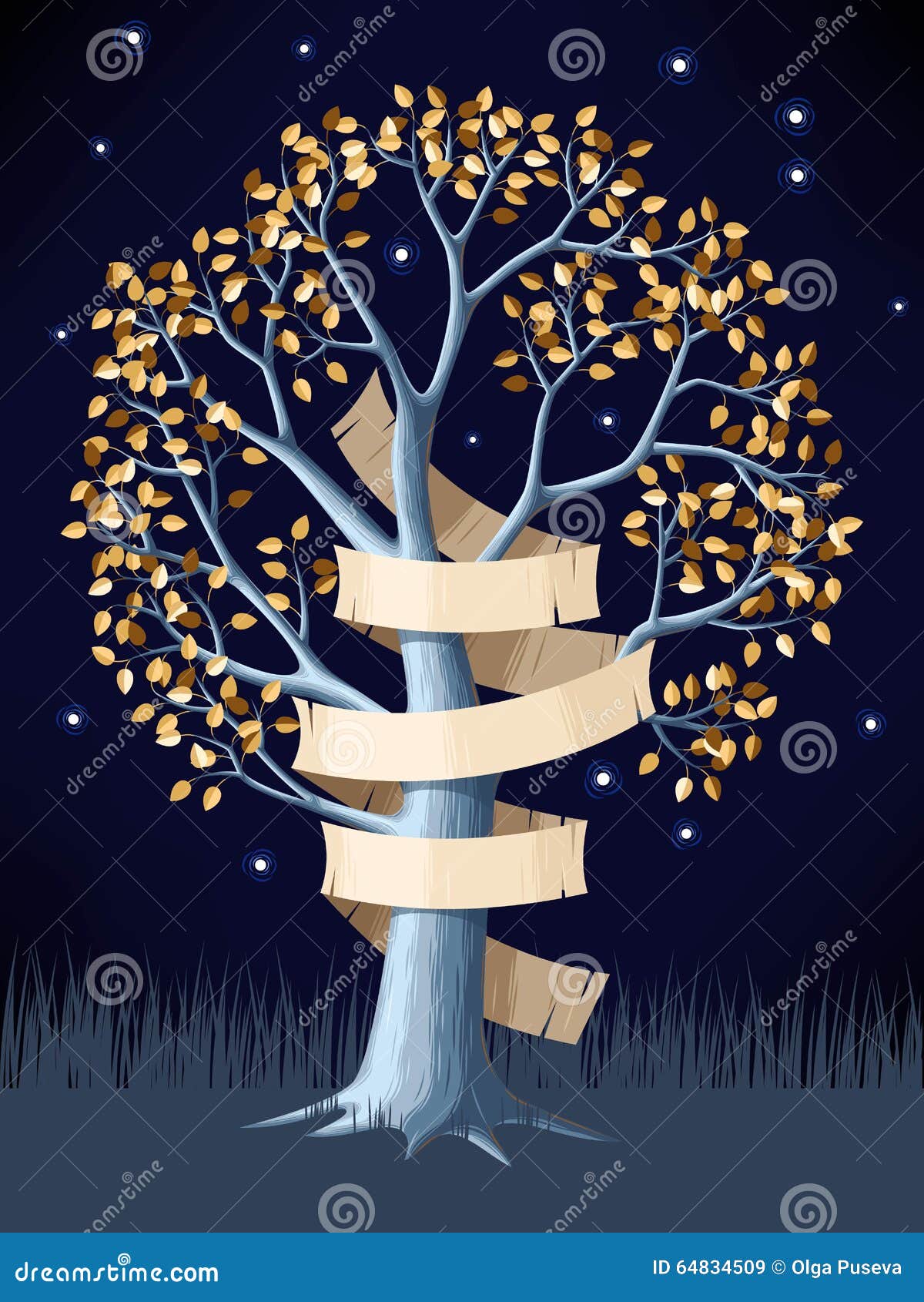 Tree with banner stock vector. Illustration of concept - 64834509